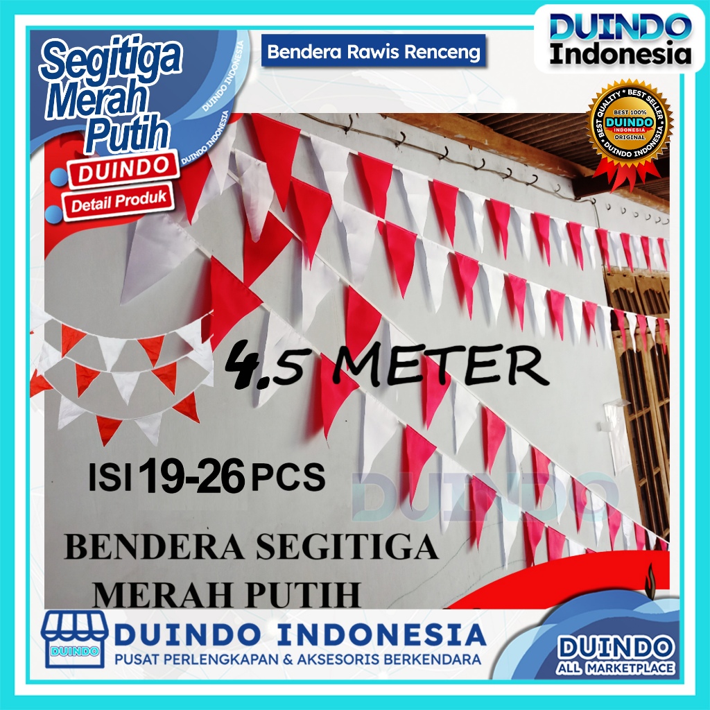 Jual Duindo - Bendera Segitiga Rawis Merah Putih Kain Asli Bukan Plastik Renceng Renteng 17 ...