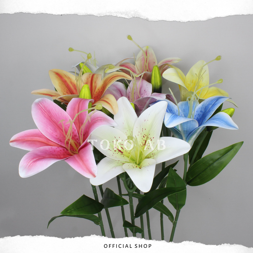 Jual Bunga plastik lily tangkai kecil latex k1-my artificial dekorasi ...