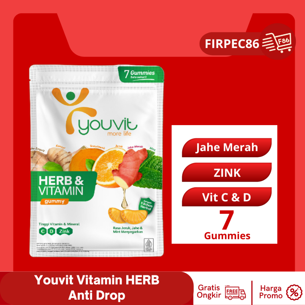 Jual Youvit Herb & Vitamin dengan Herbal + Jahe Merah untuk Daya Tahan ...