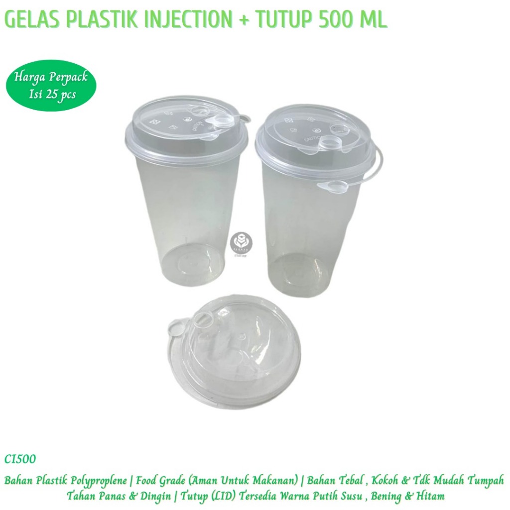 Jual Gelas Boba 500 Ml Datar Plus Tutup Cup Injection 500 Ml Plus Tutup ...