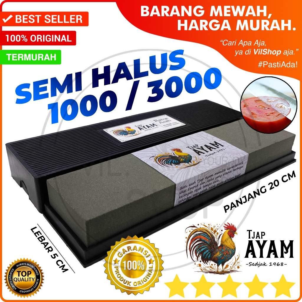 Jual BATU ASAH TJAP AYAM GRIT 1000 3000 HALUS KOTAK HITAM 20 CM 8" BATU ...