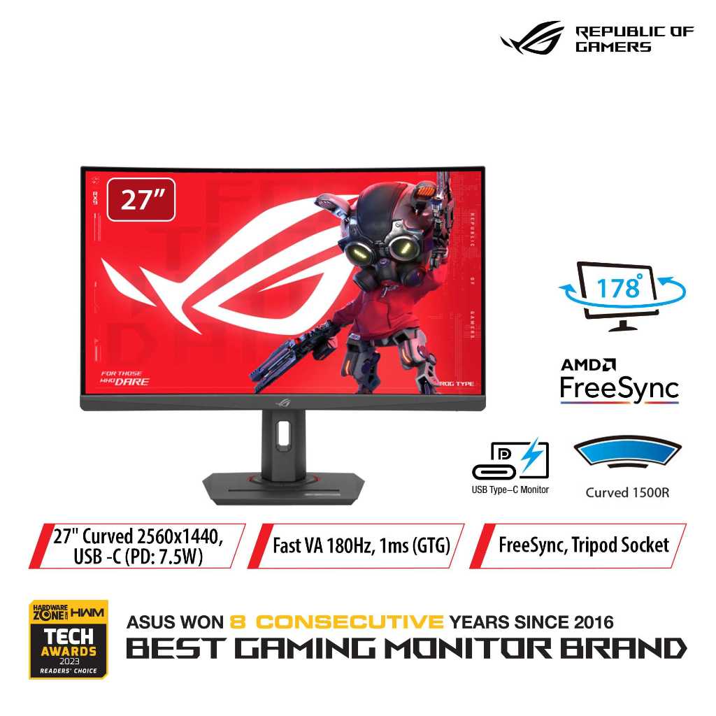 Jual ASUS ROG Strix XG27WCS | 27" USB Type-C Curved Gaming Monitor ...
