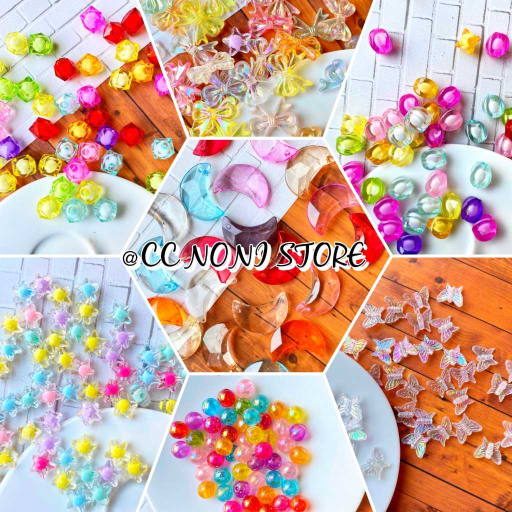 Jual Manik bening mote tempel gelang meronce aneka motif random lubang ...