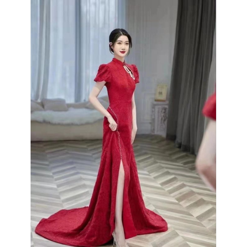 Jual cheongsam merah sangjit ceremony chinese | Shopee Indonesia