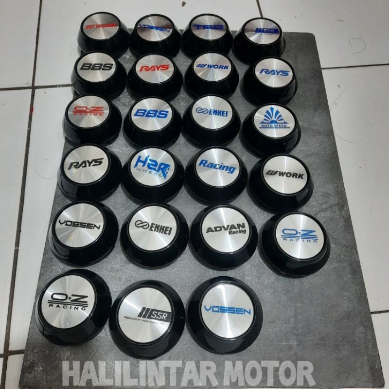 Jual Dop Roda tutup velg racing kerucut hitam chrome motif diameter 6 ...