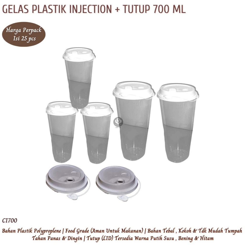 Jual Gelas Boba 22 Oz Plus Tutup Cup Injection 700 Ml (Isi 25 Set - C ...