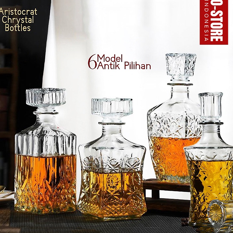 Jual Barang Pilihan Botol Wine Kaca Whiskey Decanter Botol Kaca Motif ...