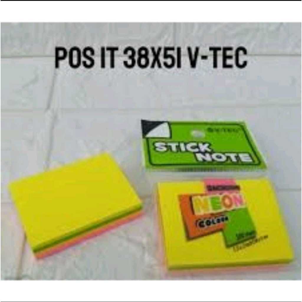 Jual 1234 -POST IT Stick note Kecil V-tec Neon Ukuran 51X38mm | Shopee ...