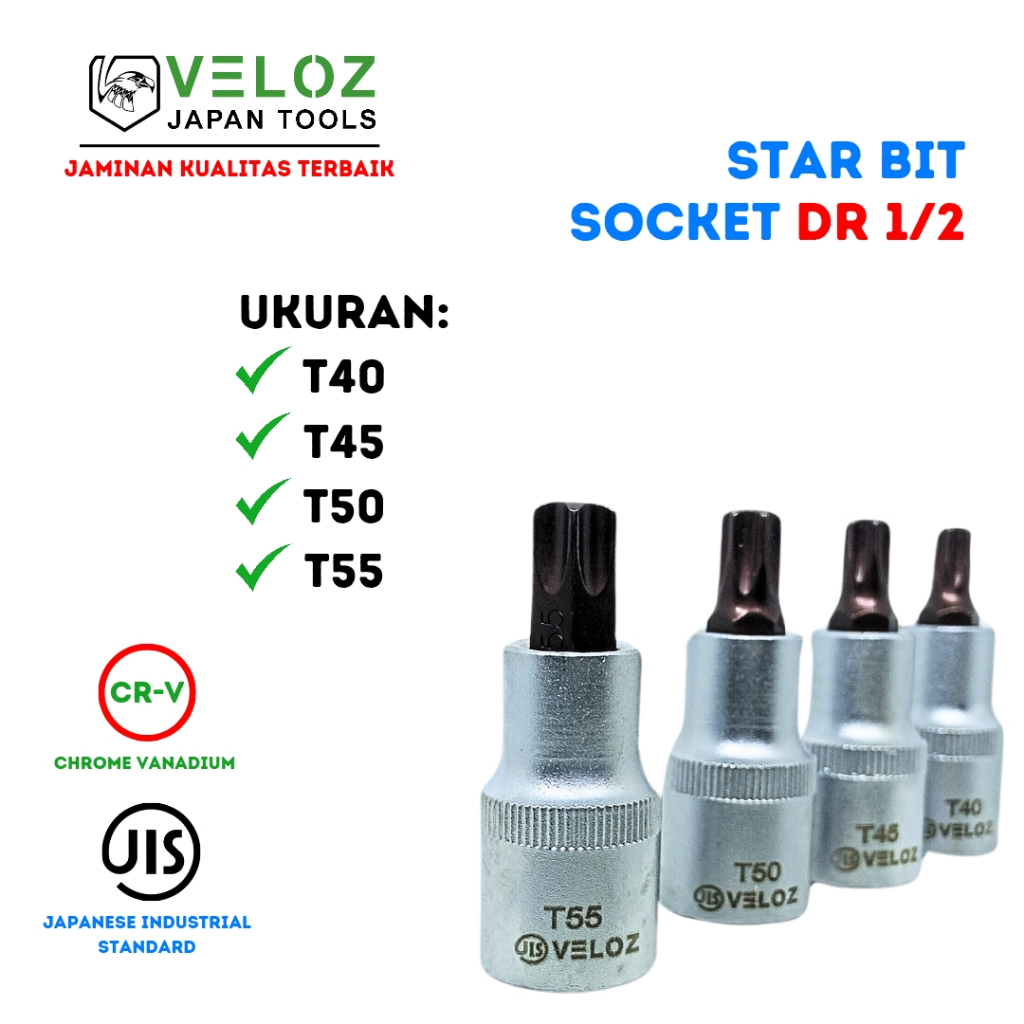 Jual Veloz Star Bit DR 1/2" Socket L Kembang Star Torx Bintang T40 T45 T50 T55 Satuan | Shopee ...