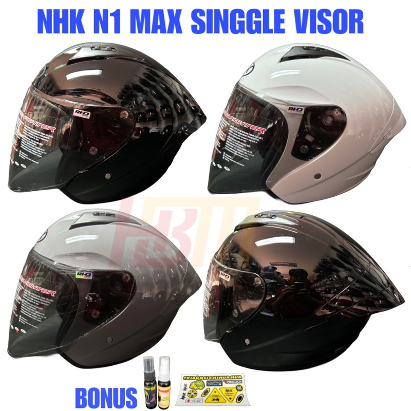 Jual Helm Nhk N1 Solid- Single Visor (Bonus Sticker NHK 1 SET+Cleaner+Parum Helm) | Shopee Indonesia