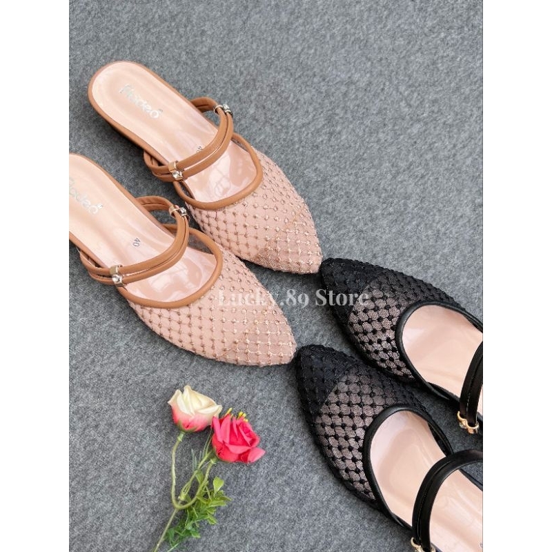 Jual FLADEO Sandal Wanita Brukat Heels 3cm Sendal Pesta Cantik | Shopee ...
