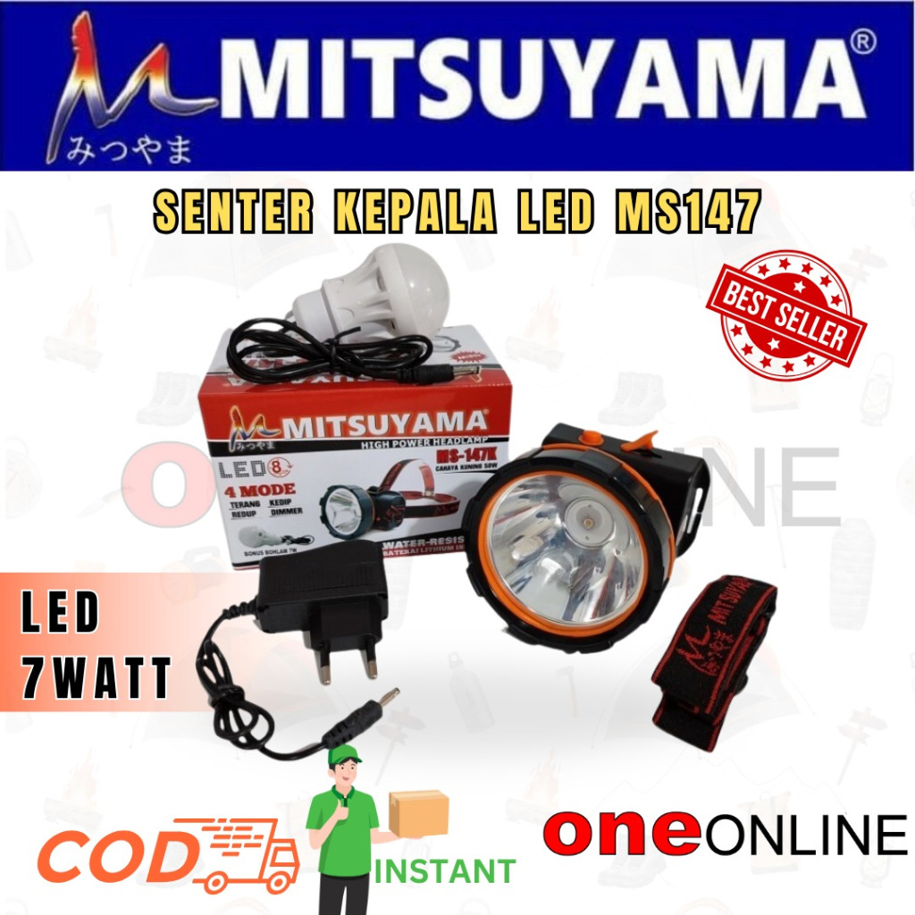 Jual Senter kepala LED Cahaya putih dan lampu bohlam / Head lamp cahaya ...