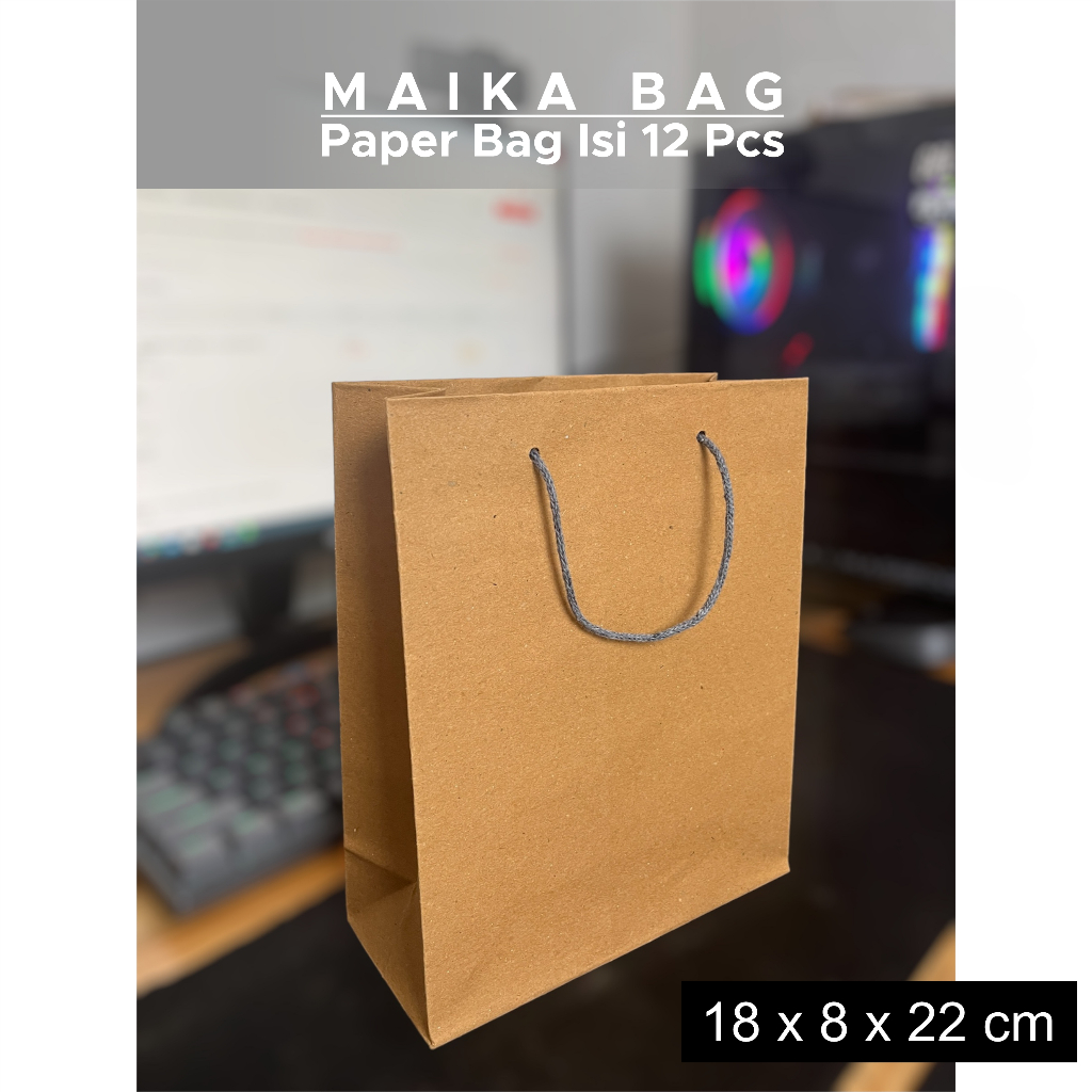 Jual (12 Pcs) Paper Bag 18x8x22 cm / Tas Kertas Paperbag / Tas Souvenir ...