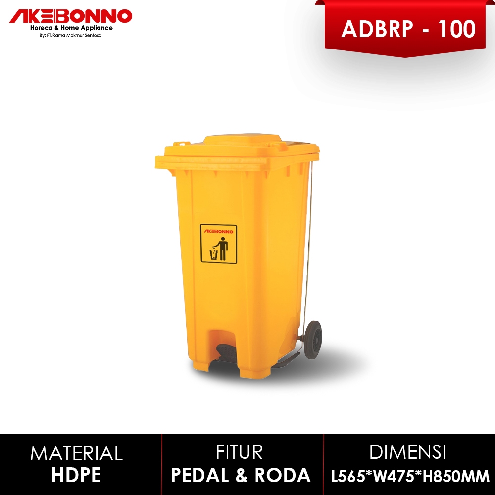 Jual Akebonno Plastic dustbin With Pedal 100 Liter WITH pedal & roda / TEMPAT SAMPAH PLASTIK ...