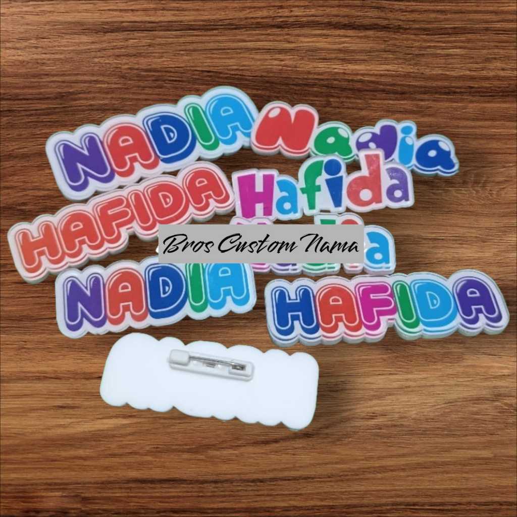 Jual BROS PIN Nama Name Tag Akrilik Papan Nama Warna Warni Pin/Bros/Pin ...