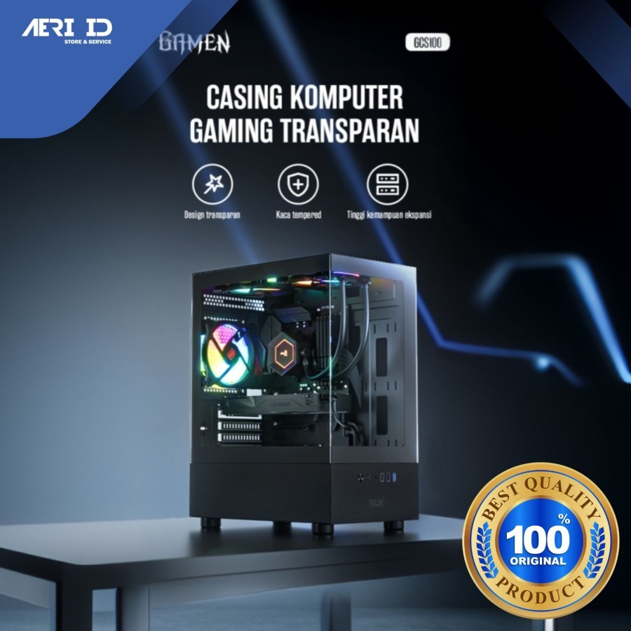 Jual CASING PC GAMEN GCS100 M-ATX INCLUDE 3 FAN RGB | Shopee Indonesia