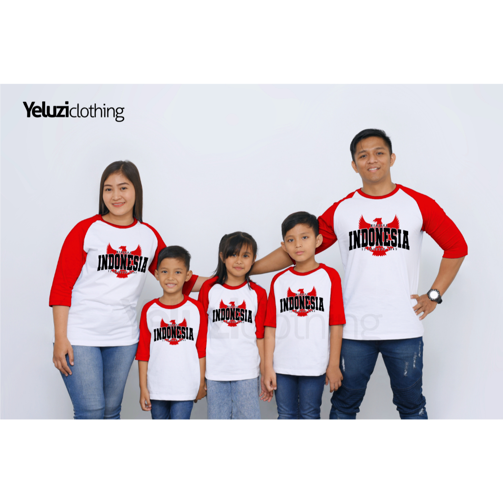 Jual Baju Sarimbit Kaos Oblong Keluarga Edisi Kemerdekaan Garuda INDONESIA Agustusan Merah Putih ...