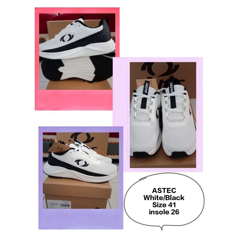Jual SEPATU ASTEC ,BLACK - WHITE SIZE 41-42, 100% Original | Shopee ...