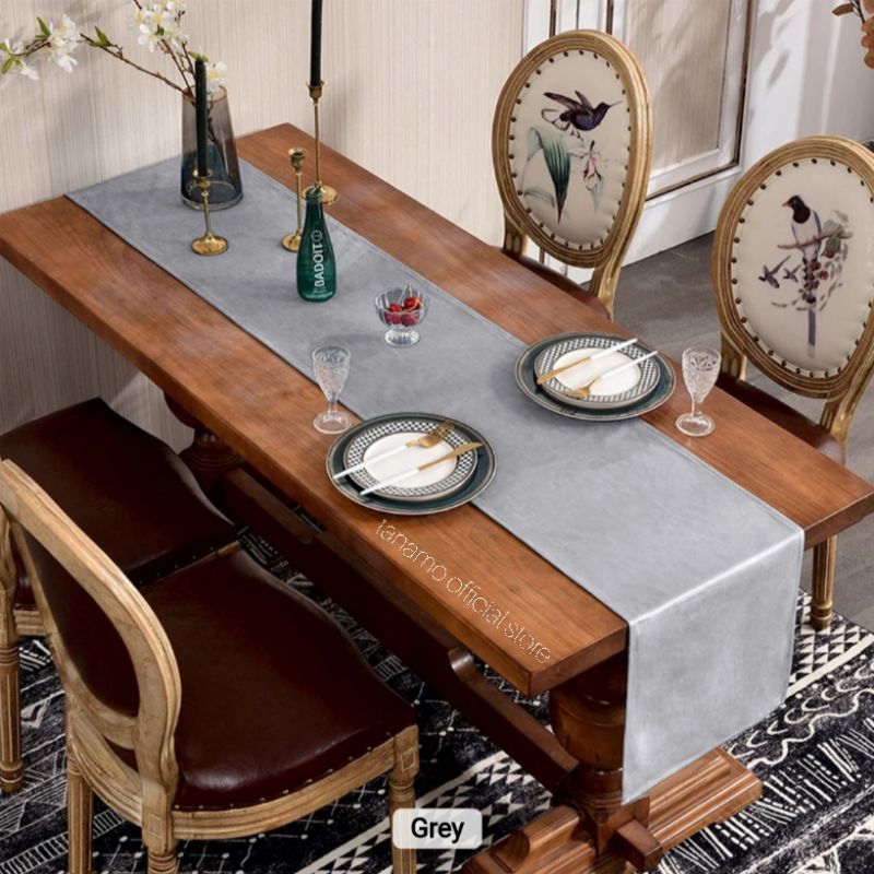 Jual table runner atau taplak meja suede premium / taplak meja polos ...