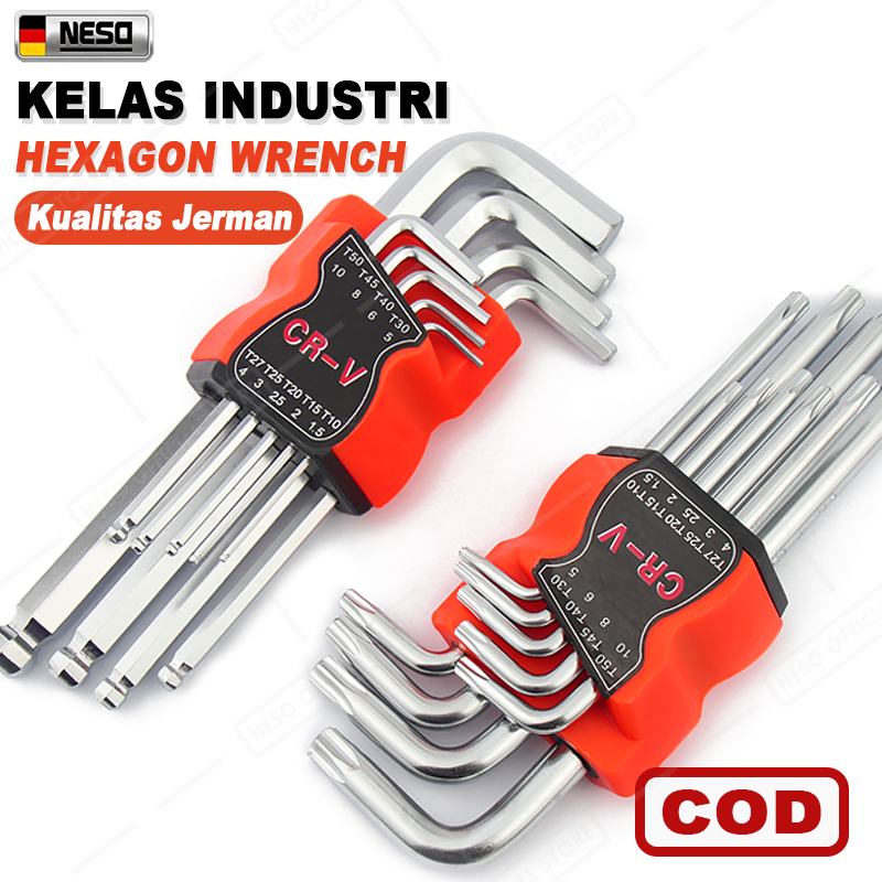 Jual NESO Kunci L Set panjang Hex Key 9pcs Jenis Bunga S2 (COD) Ball ...