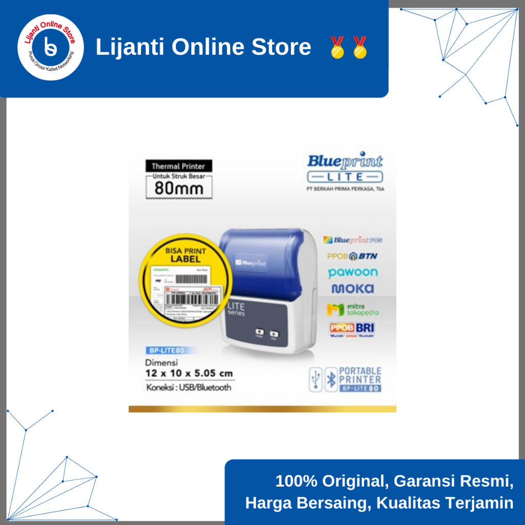 Jual Blueprint Printer Thermal Bluetooth BP Lite 80/Printer label BP ...