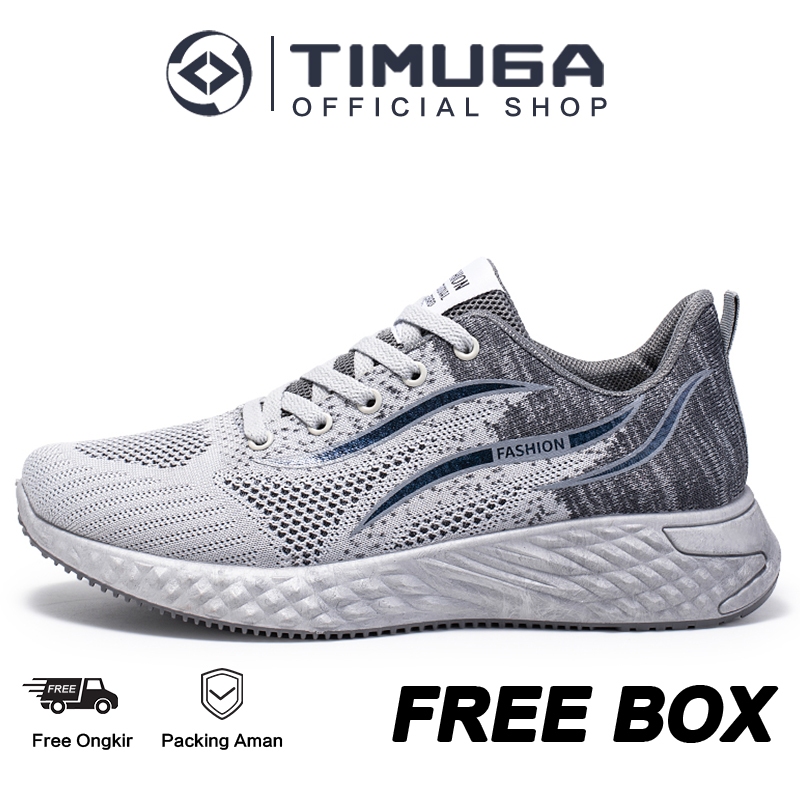 Jual TIMUGA Sepatu Sneakers Pria Abu Sport Running Shoes Sepatu Olahraga Cowok Sekolah Outdoor ...