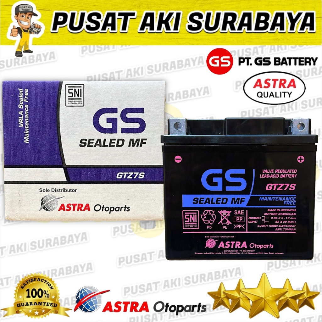 Jual ACCU KERING ORIGINAL GS ASTRA GTZ7S HONDA VARIO 125 150 TAHUN 2013 2014 2015 2016 2017 AKI ...
