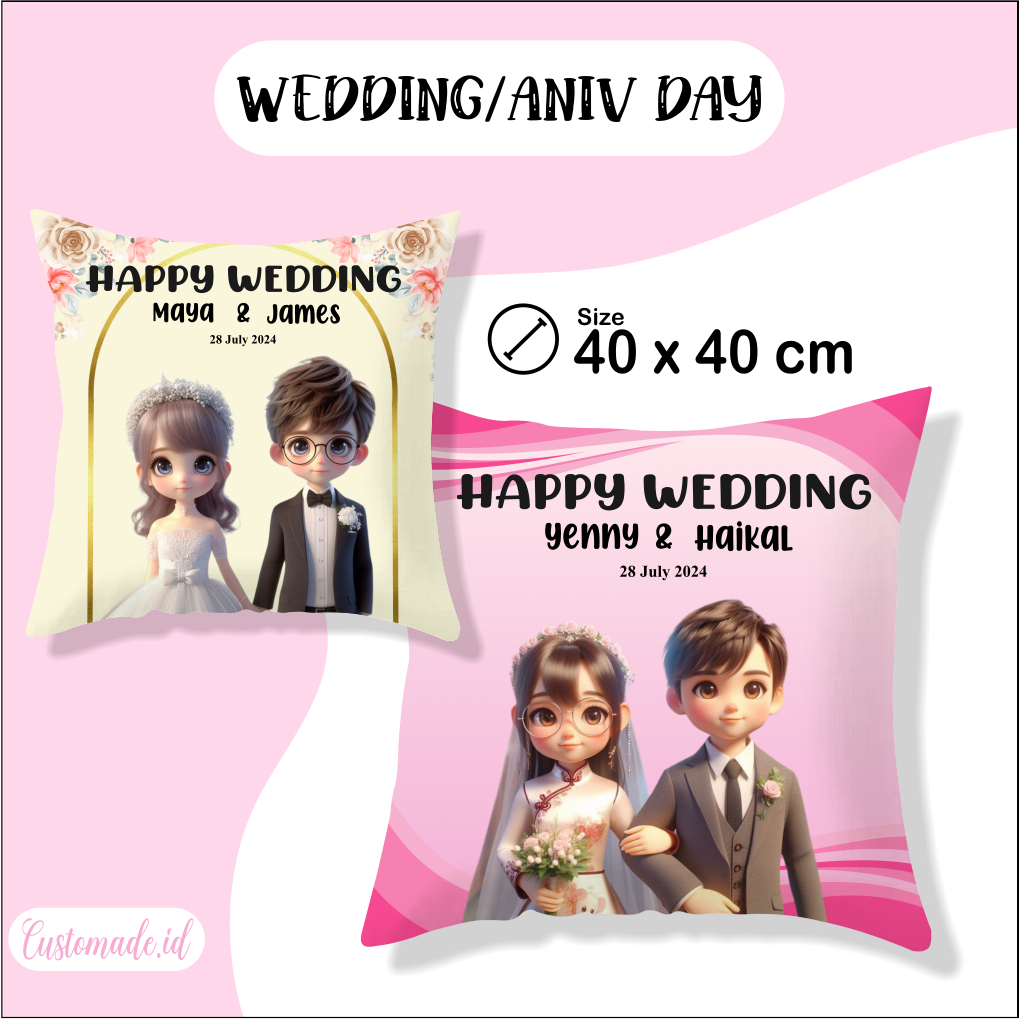 Jual Bantal Wedding 40x40cm / Bantal Nikah / Bantal Anniv / Kado Nikah ...