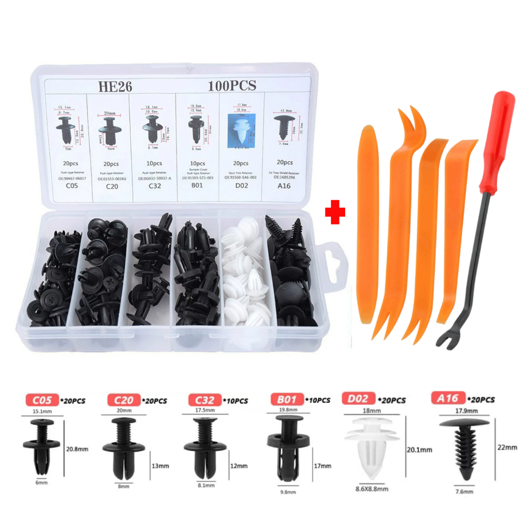 Jual Klip Kancing Mobil Baut Rivet Clip Trim Panel 100 PCS plus ...