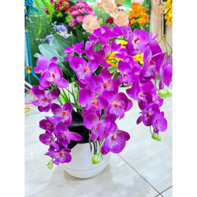 Jual RANGKAIAN BUKET ANGGREK KAIN PREMIUM 5 TANGKAI DENGAN POT BOLA ...
