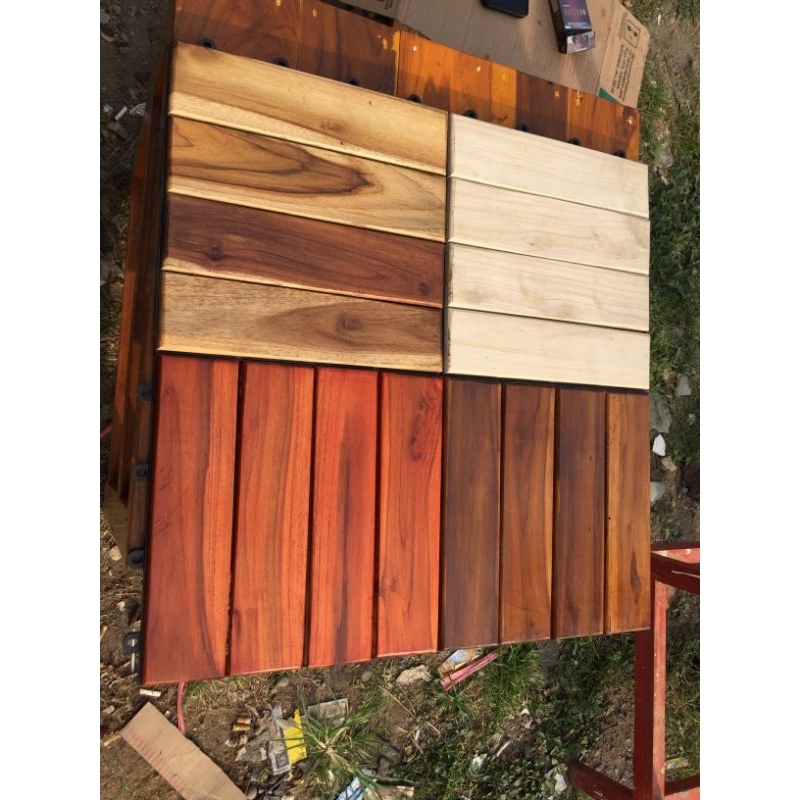 Jual Lantai kayu / ubin Decking tile /tatakan kayu motif sallur empat ...