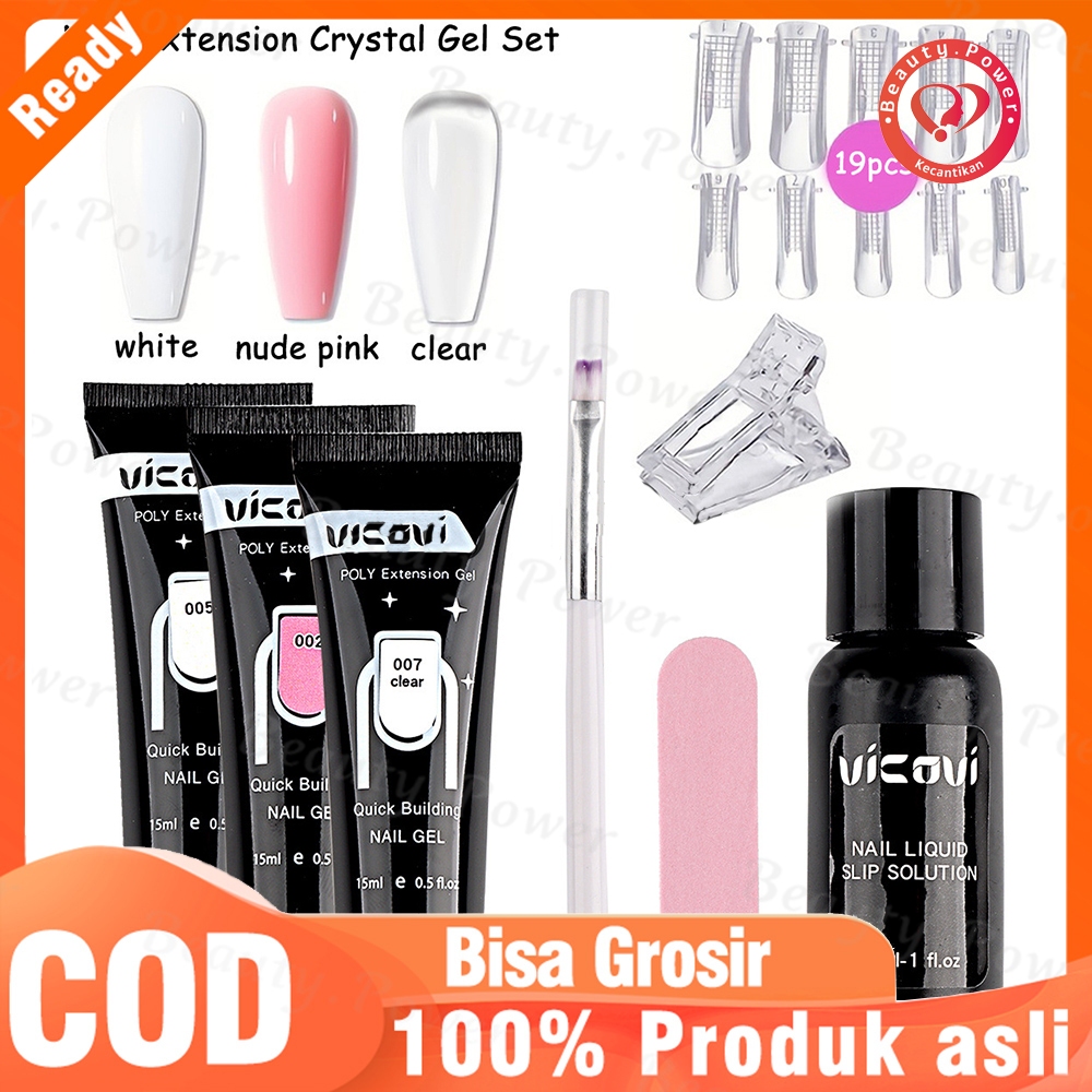 Jual 3 Warna Nail Extension Set 15ml Nail Builder Set Polygel Acrylic ...