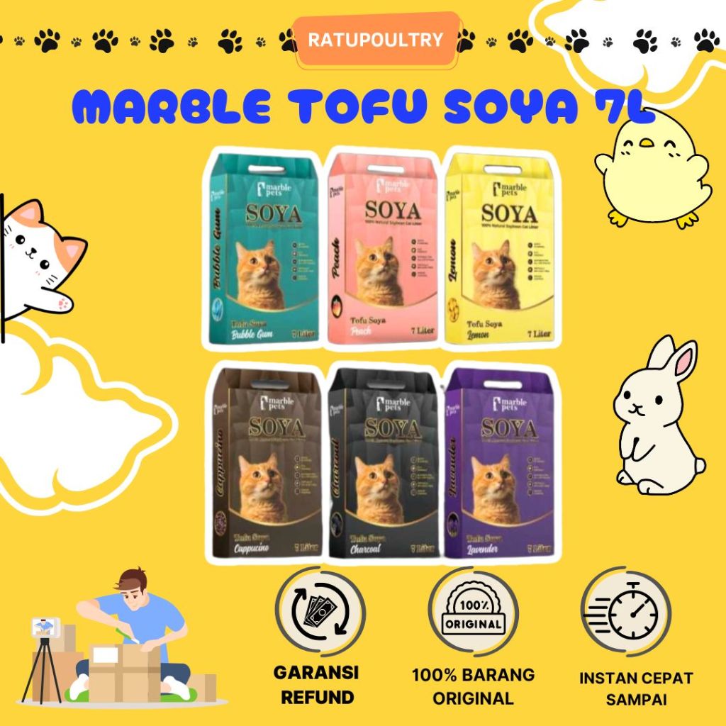 Jual Pasir Kucing Tofu Soya Marble Pets Tofu 7L Tofu Cat Litter Pasir ...
