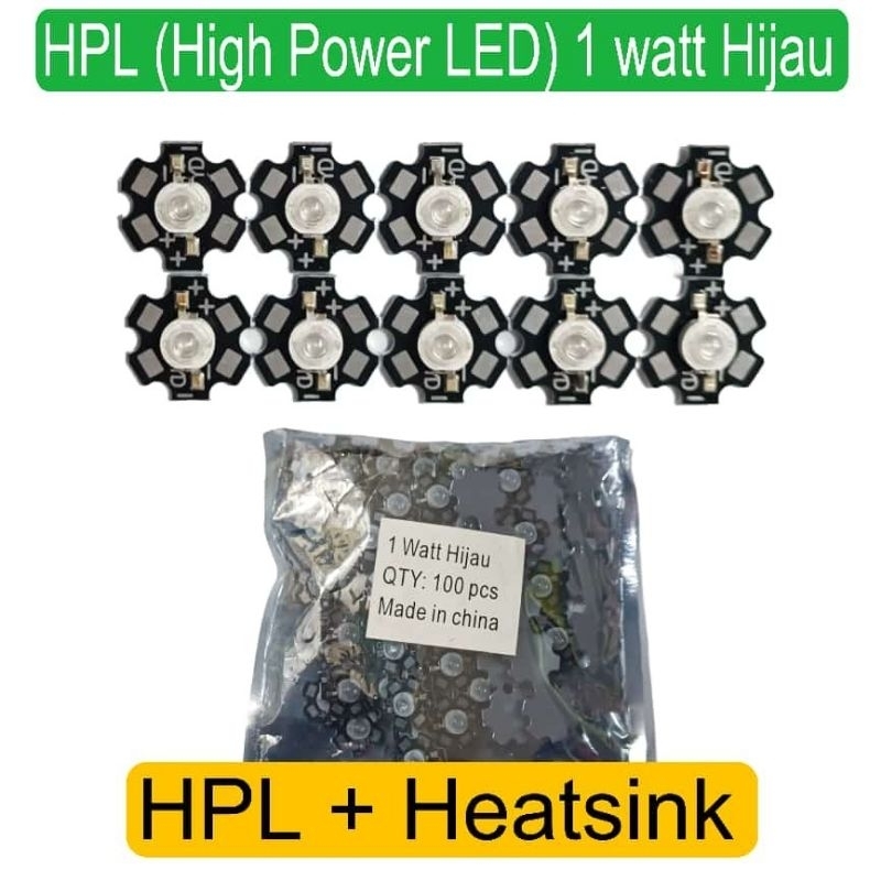 Jual mata led topas HPL (high power led) 1 watt warna hijau tidak kedip ...