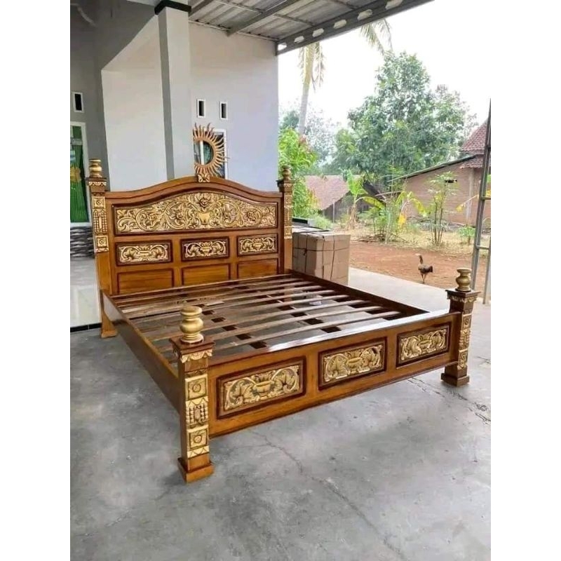 Jual Dipan ukir khas jepara model rahwana/dipan kayu jati/dipan klasik ...