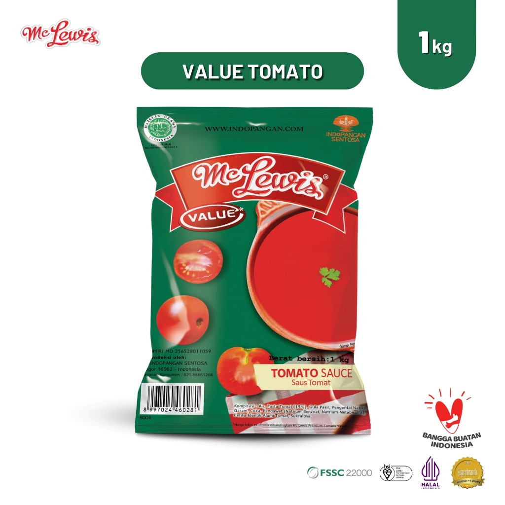 Jual MC LEWIS TOMATO SAUCE VALUE 1KG PER DUS (12PCS) | Shopee Indonesia