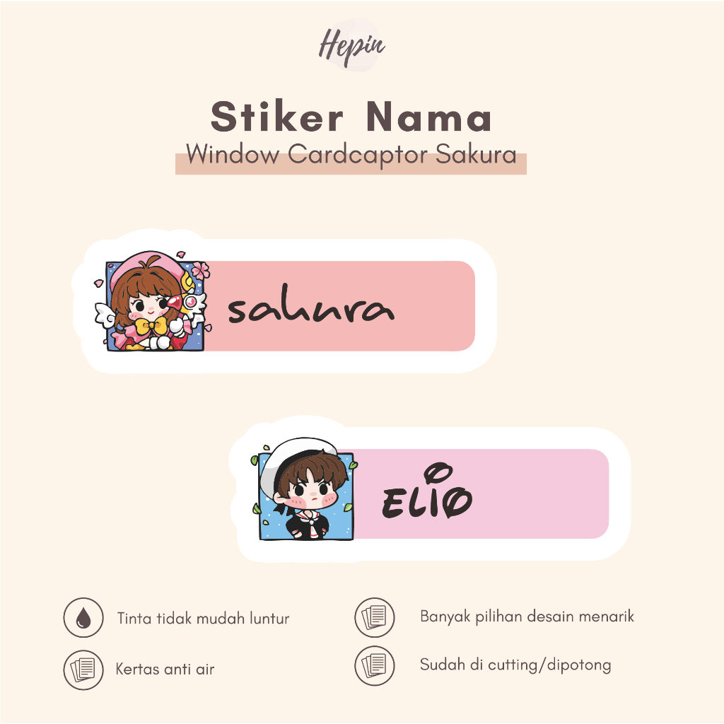 Jual (90 - 120 pcs) label nama Lucu Window Anime CARDCAPTOR SAKURA ...