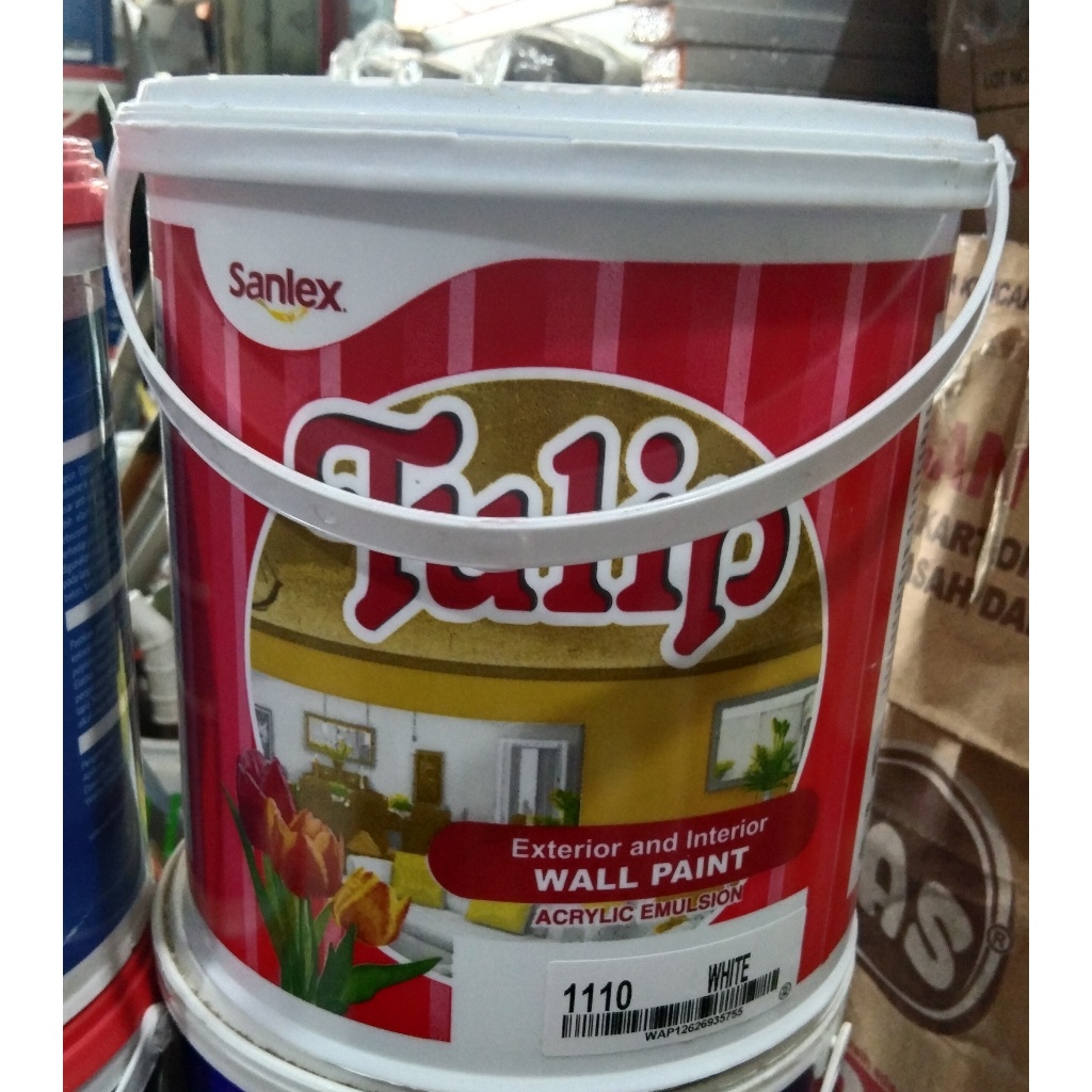 Jual Cat tembok Tulip Sanlex 4,5kg warna putih | Shopee Indonesia