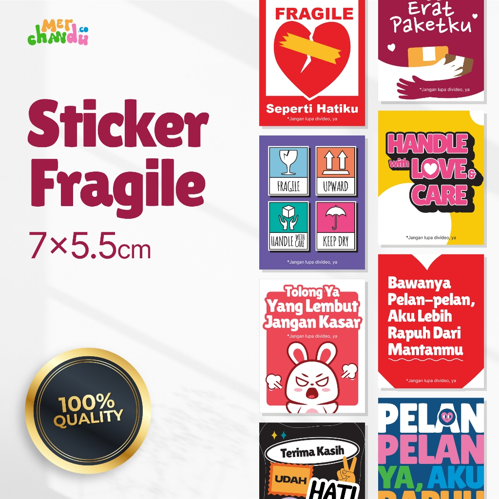 Jual Sticker Fragile Cute Stiker Packaging Unboxing Aesthetic Lucu ...