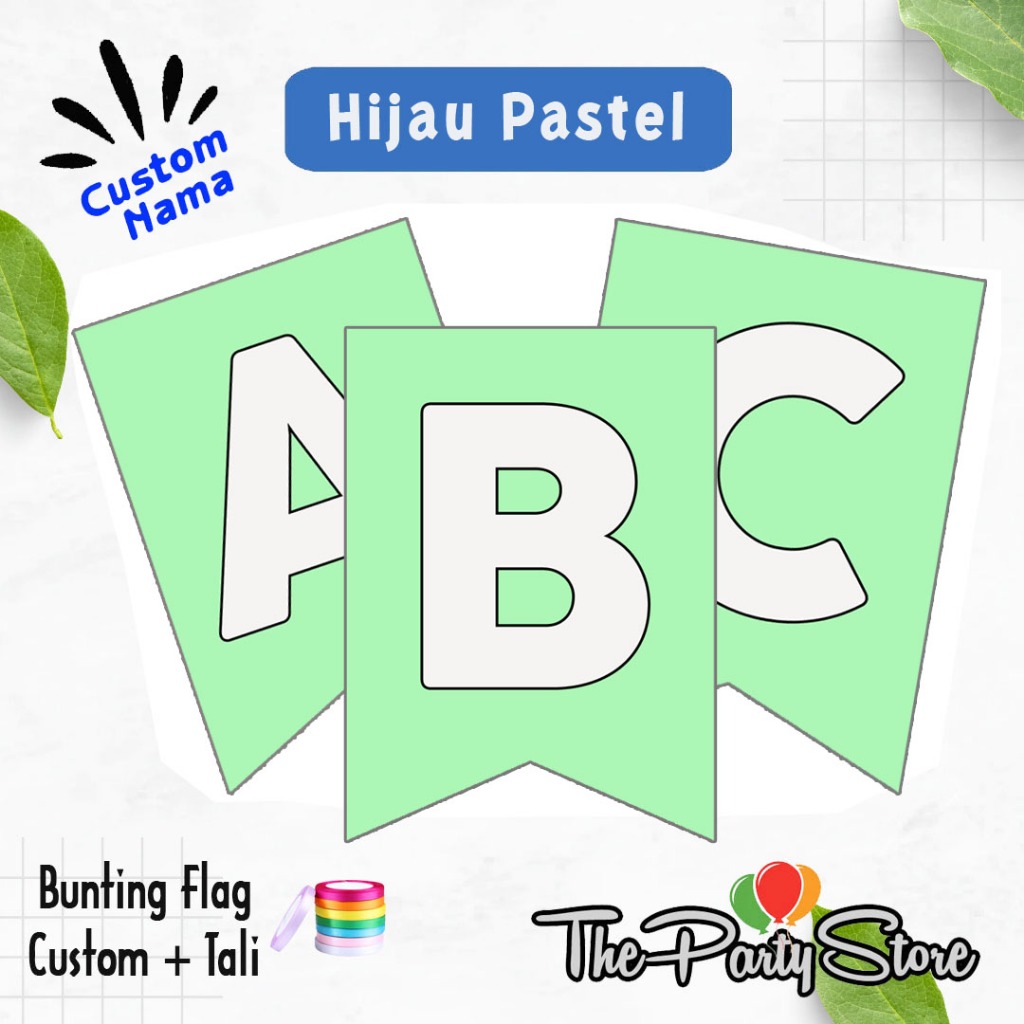 Jual Banner Bunting Flag Happy Birthday Hijau Pastel/Banner Custom ...