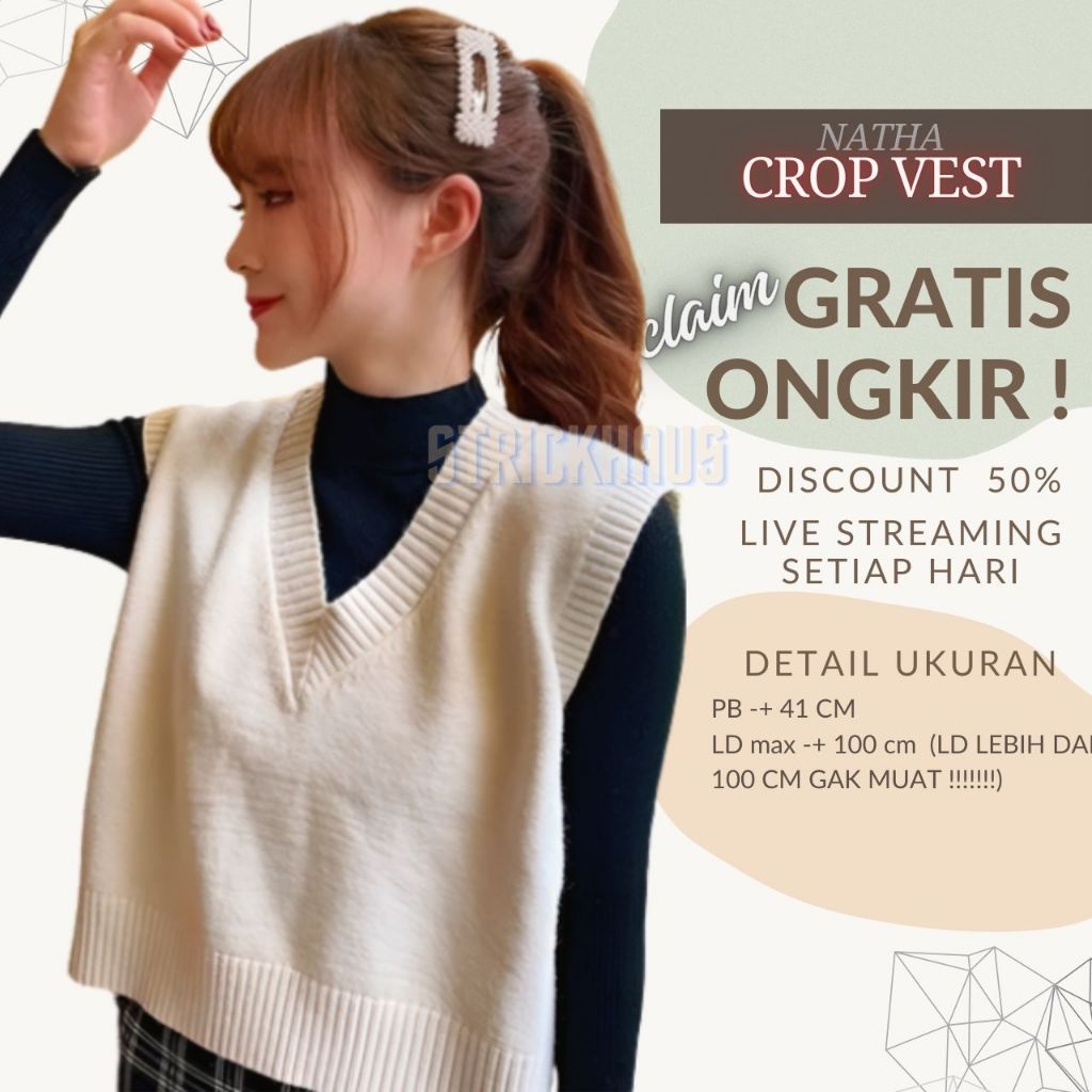 Jual NATHA CROP VEST KNIT RAJUT-Rompi Rajut -#STRICKHAUS | Shopee Indonesia