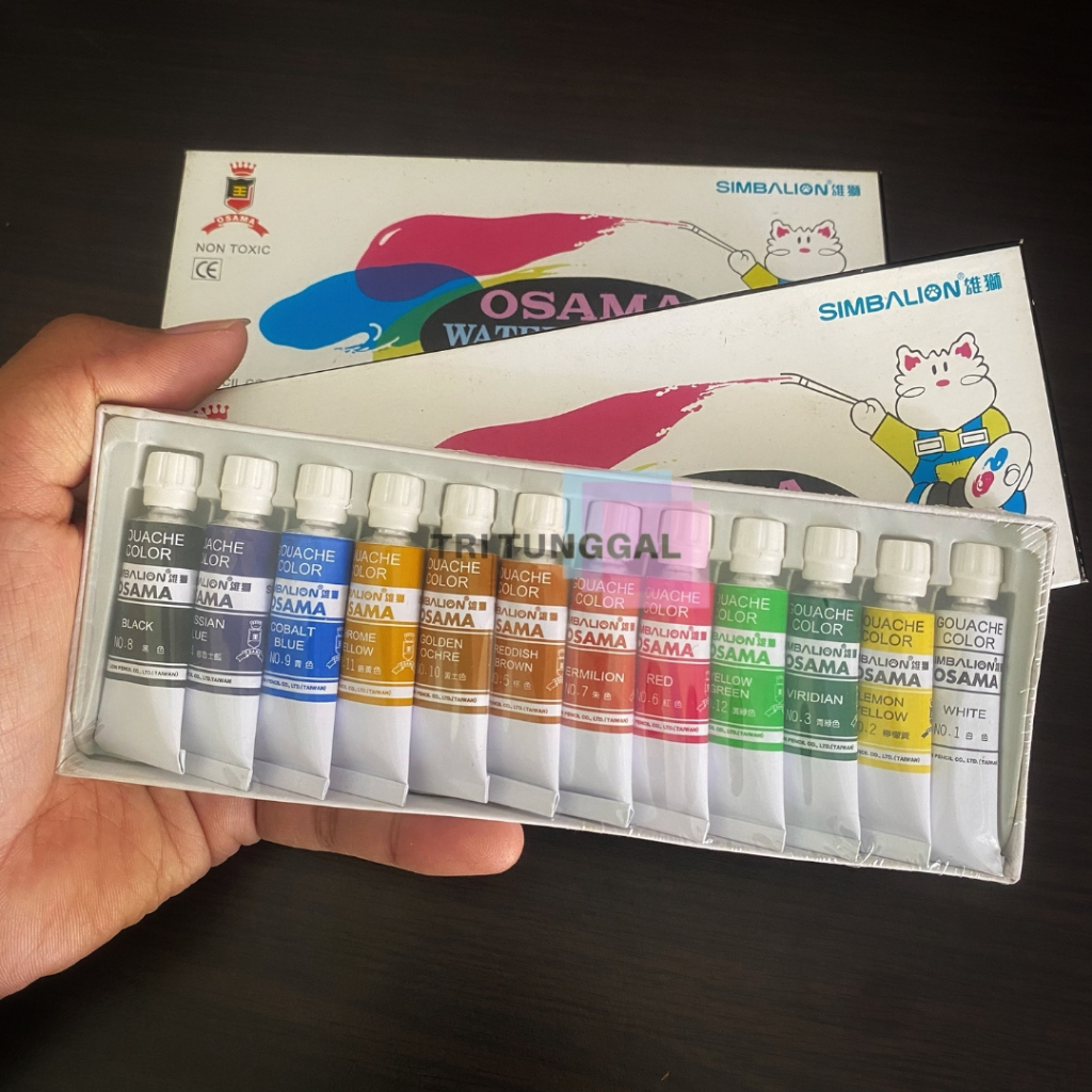 Jual OSAMA Watercolor Isi 12 Cat Air Lukis Waterbase Jual Perlengkapan ...