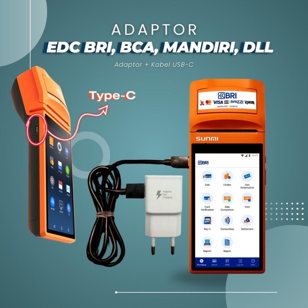 Jual ORIGINAL Charger Adaptor EDC Android APOS BCA BRI CIMB MANDIRI ...