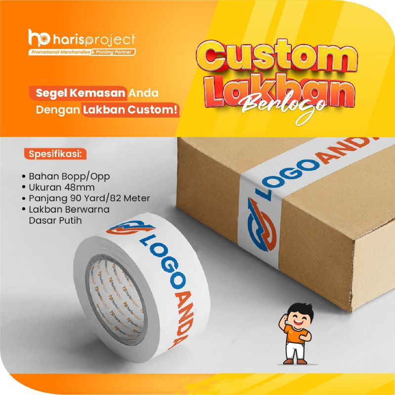 Jual Lakban Custom Berlogo 48mm Putih 1 Warna | Shopee Indonesia