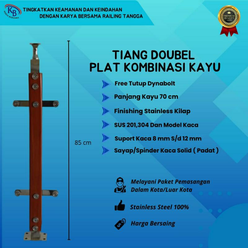Jual Tiang railing tangga stainless model kayu minimalis ss201 | Shopee ...