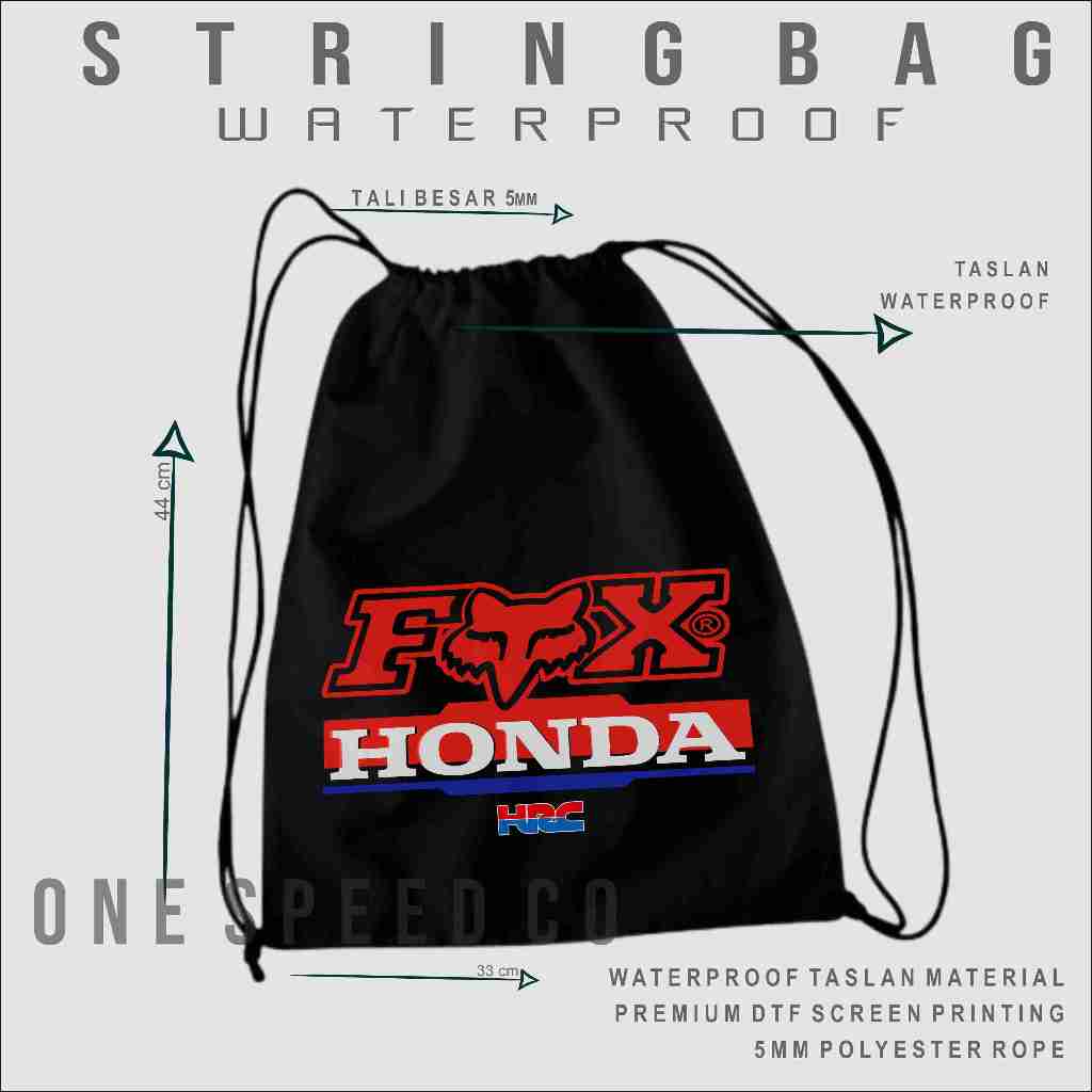Jual Stringbag tas Serut motor Honda Logo Fox Tas Berkendara Anti air ...