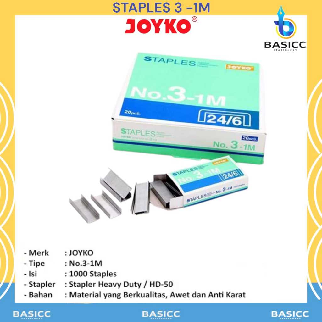 Jual Joyko Staples Isi Stapler Besar No. 3 - 1M | @1Box Kecil | Shopee ...