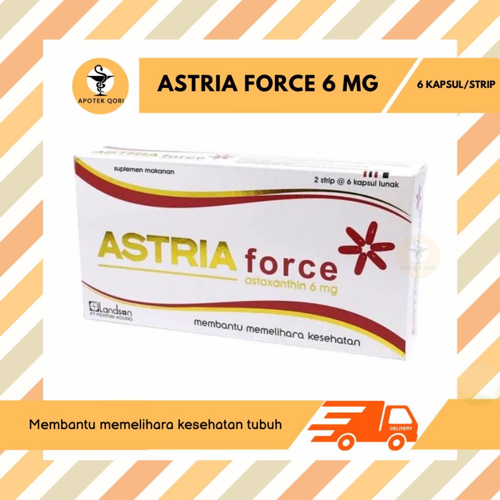 Jual ASTRIA FORCE 6 MG STRIP 6 KAPSUL/ASTAXANTHIN 4 MG/DAYA TAHAN TUBUH ...
