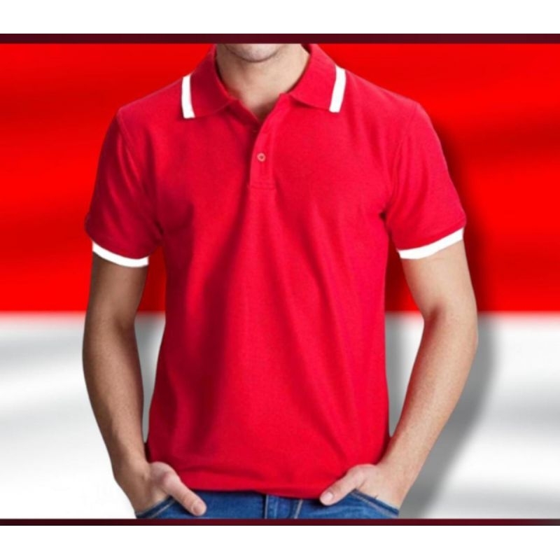Jual KAOS POLO MERAH PUTIH - POLO SHIRT MERAH PUTIH - KAOS KERAH 17 AGUSTUS | Shopee Indonesia