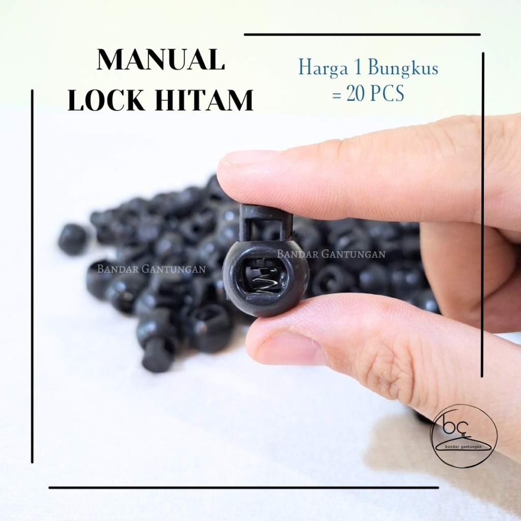 Jual 20 PCS Lock Manual Stopper Hitam Putih Jaket Tali Stopper Tas ...